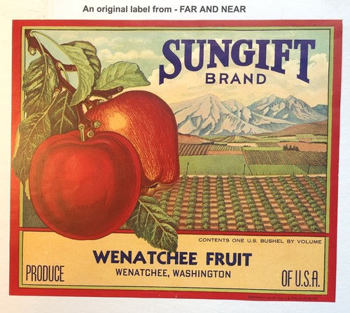 Sungift - Brand Apple Crate Label - Wenatchee Washington - Red ...