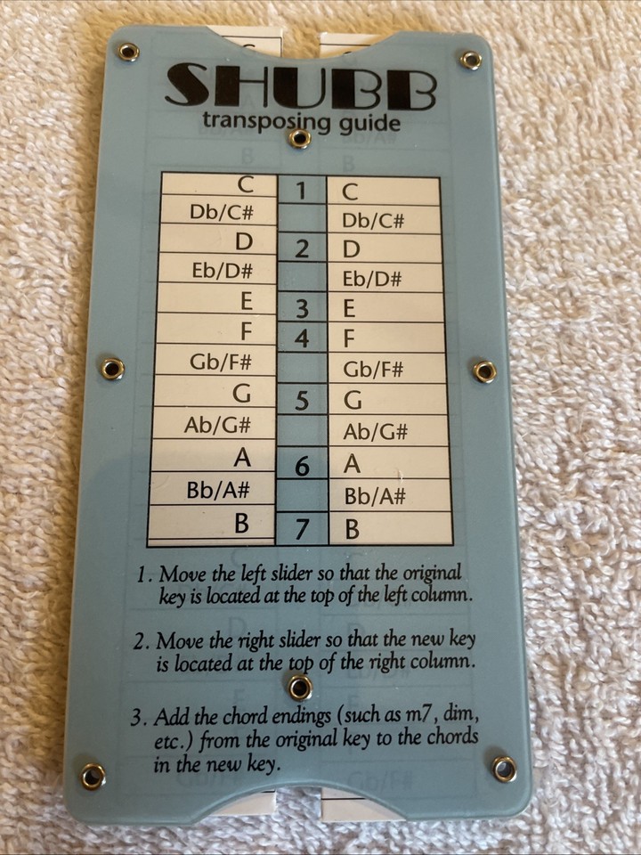 Shubb Guitar Chord Transposing Chart and Capo Placement Guide | eBay