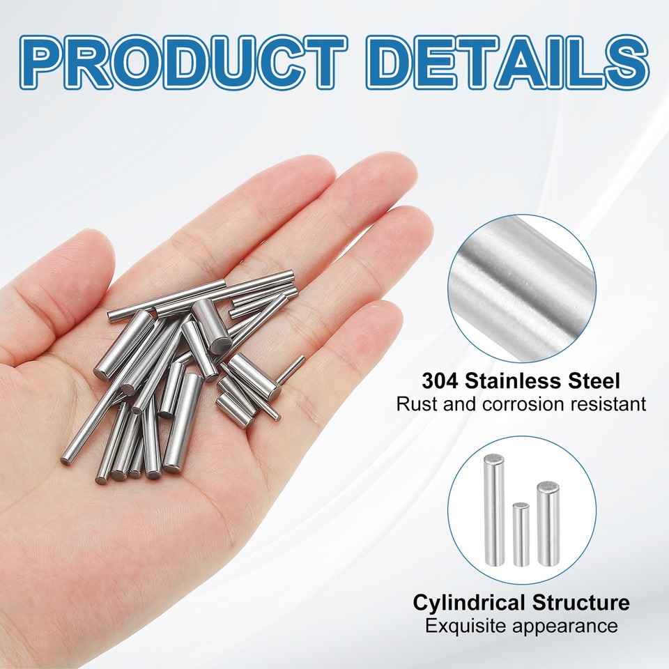 Metal Dowel Pins 3x45 mm, 30 Pcs Shelf Support Peg Fasten Elements ...