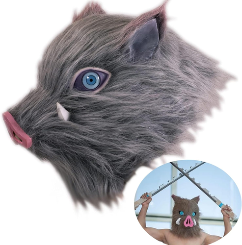 Inosuke Mask Demon Anime Latex Helmet Boar Cosplay Costume Halloween ...