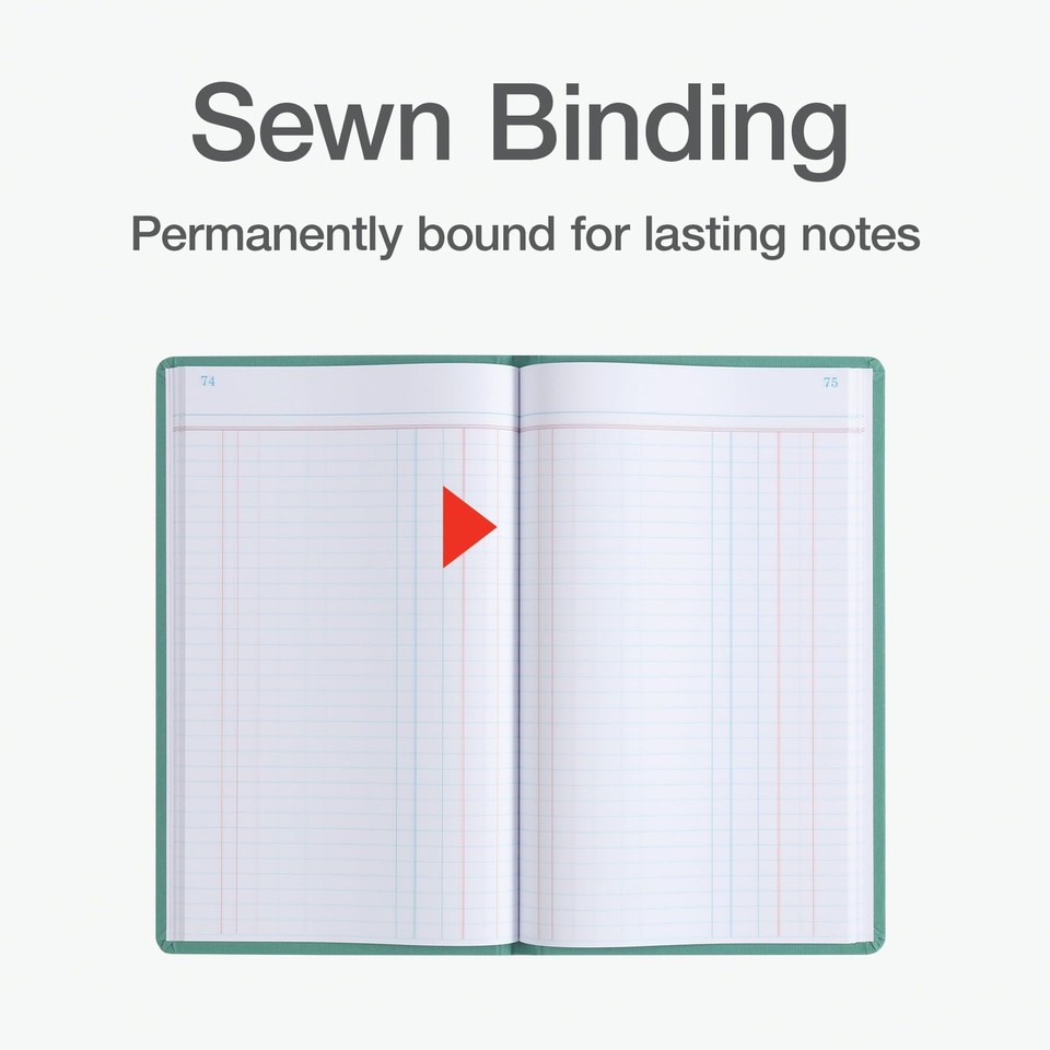 66 Series Account Book, Journal Ruled, Green, 150 Pages, 12-1/8 x 7-5 ...