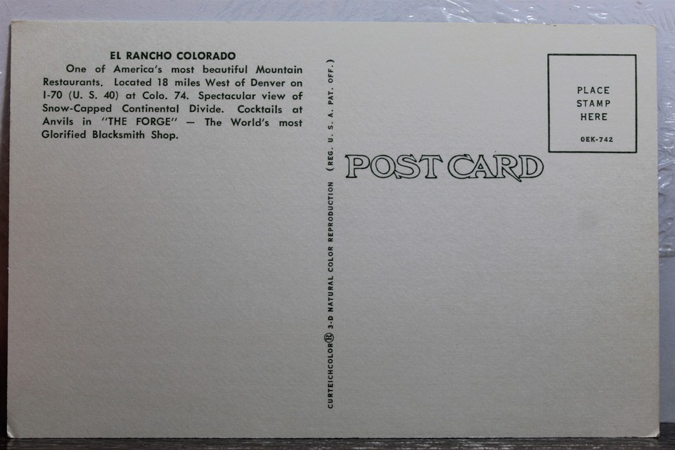 Colorado CO Denver El Rancho Mountain Restaurant Postcard Old Vintage ...