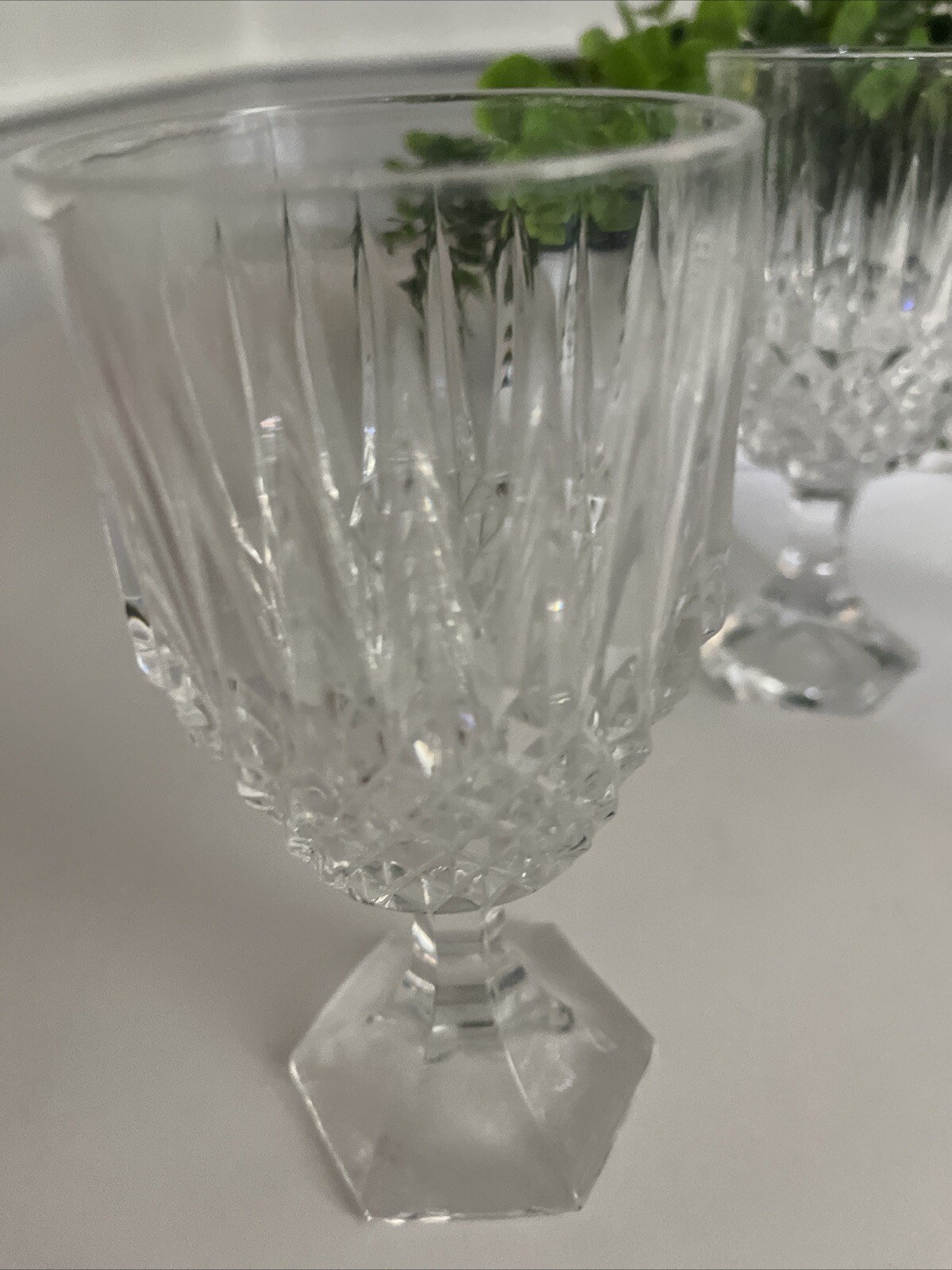 Vintage Set of 4 Fostoria Stratton Wine / Water Glasses 5½" Tall . Lead ...