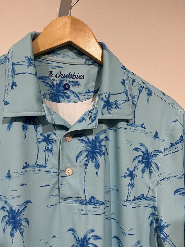 Chubbies Hawaiian Palm Tree Tropical Performance Polo Shirt Sz Small | eBay