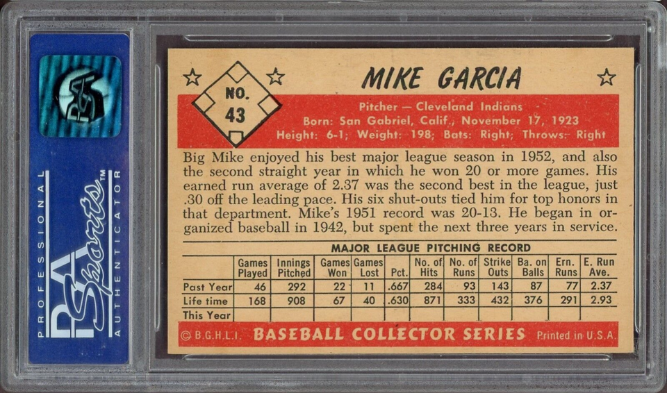 1953 Color Bowman #43 Mike Garcia PSA 8 | eBay