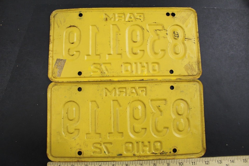 Vintage 1972 - OHIO "FARM" LICENSE PLATE - 839119 - *PAIR* (J21 | eBay