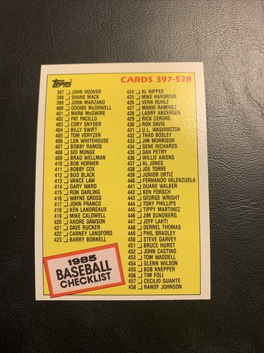 B16 1985 Topps #527 Checklist | eBay