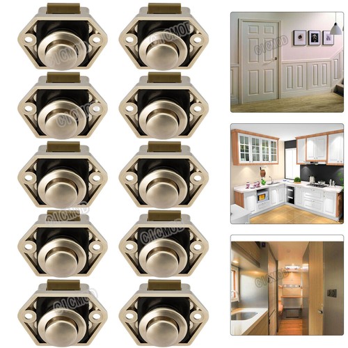 10x Mini Push Button Catch Lock Latch Knob Caravan Boat Cupboard Drawer ...