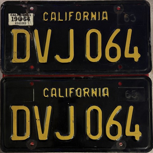 Amazing Pair Of 1964 California Passenger Vehicle License Plates Number ...