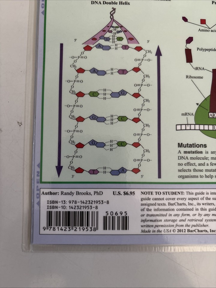 Biology; Tri-Fold Laminated Study & Reference Guide Bar Chart Quick ...