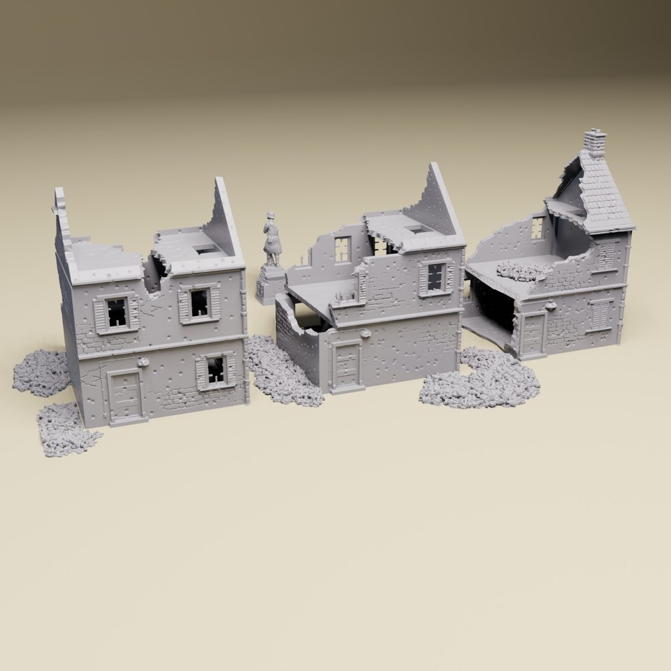 Normandy WWII Destroyed Town Bundle | 28mm, 20mm HO or 15mm Scale | WW2 ...