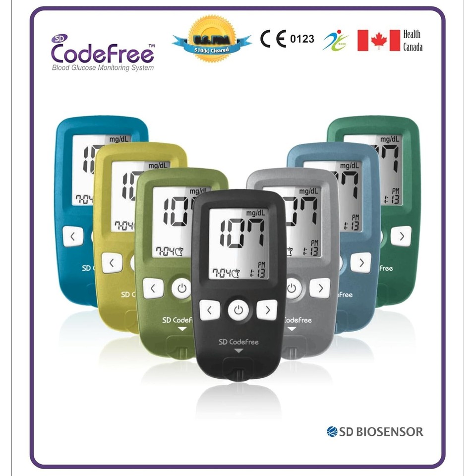 SD Codefree Blood Glucose Glucometer Kit With Test Strip, Lanchet 100 ...