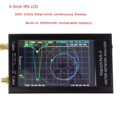 50KHz-1500MHz NanoVNA-F 4.3" LCD Display HF VHF UHF VNA Vector Network ...