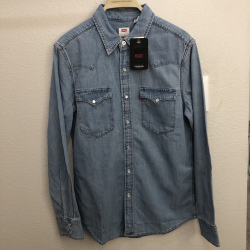 LEVIS Mens Classic Standard Fit Western Shirt Size Small Cotton Blue ...