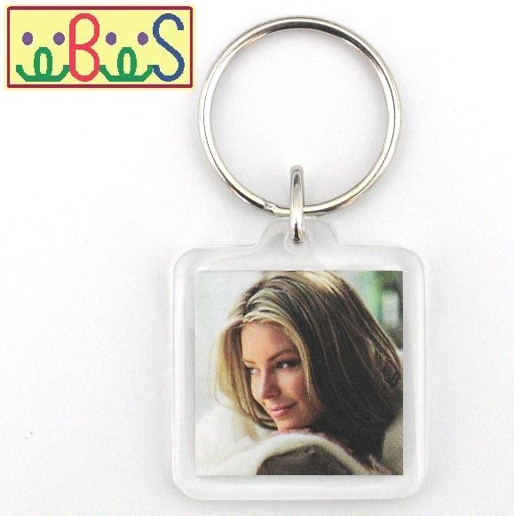 100x Blank Sq Clear Acrylic Keyrings 25x25mm Photo Size (key ring ...