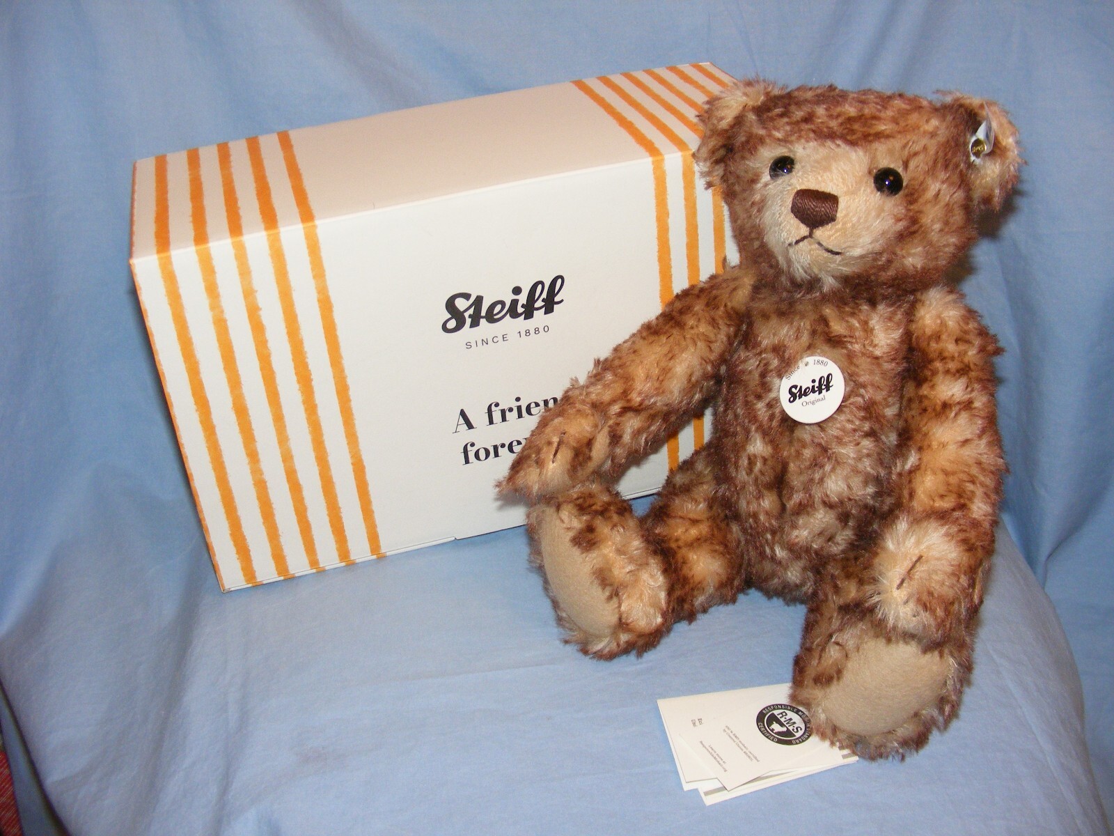 Steiff Classic Teddy Bear 000386 Gift Boxed Brand New Brown Tipped ...
