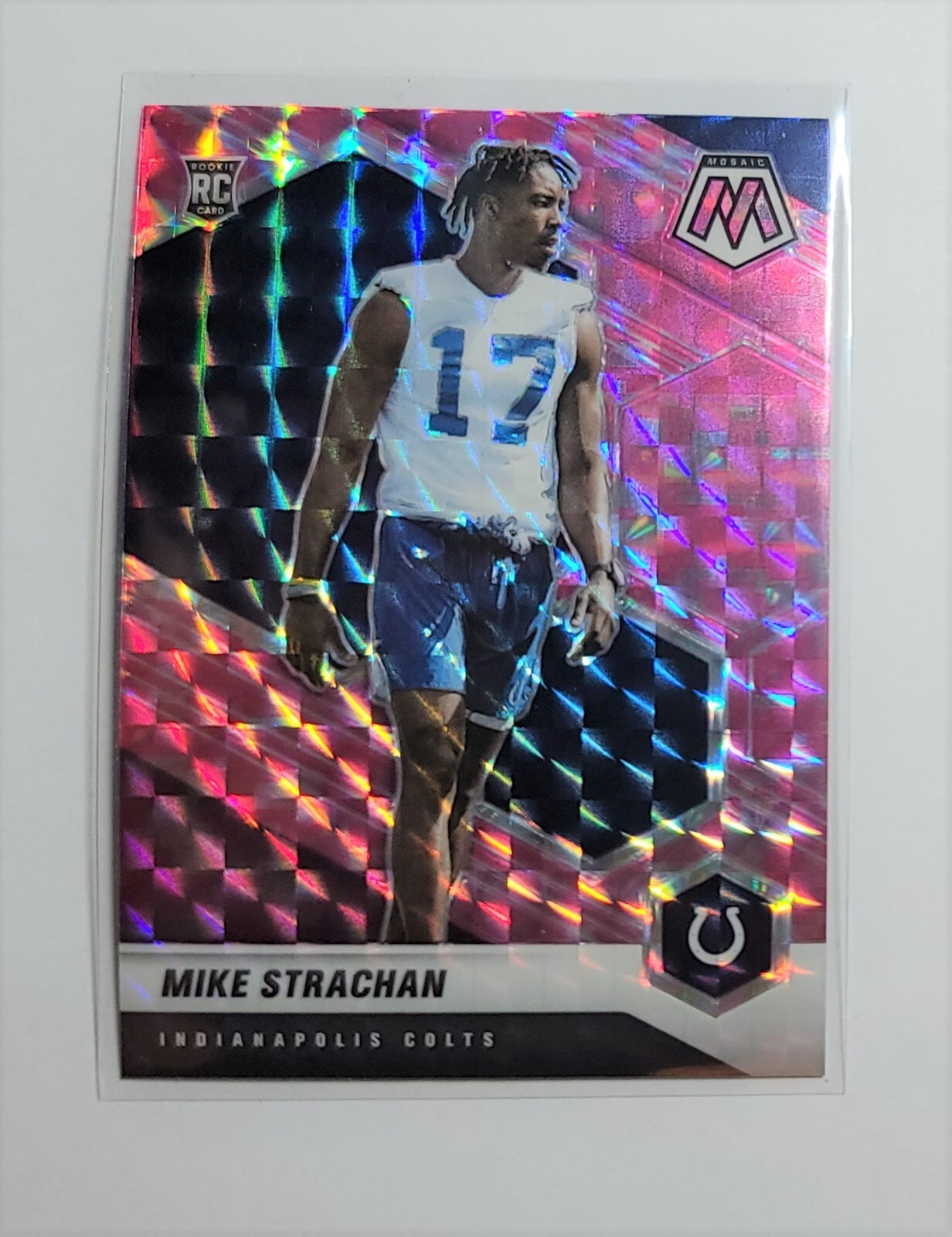 Mike Strachan Rookie 2021 Panini Mosaic Football #397 Pink Camo Colts ...
