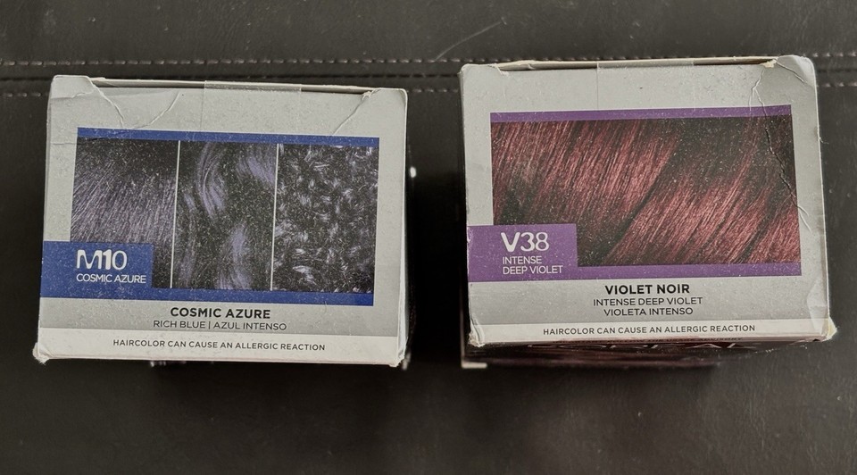 Lot of 2 L'Oreal Feria Permanent Hair Color M10 Cosmic Azure V38 Deep ...