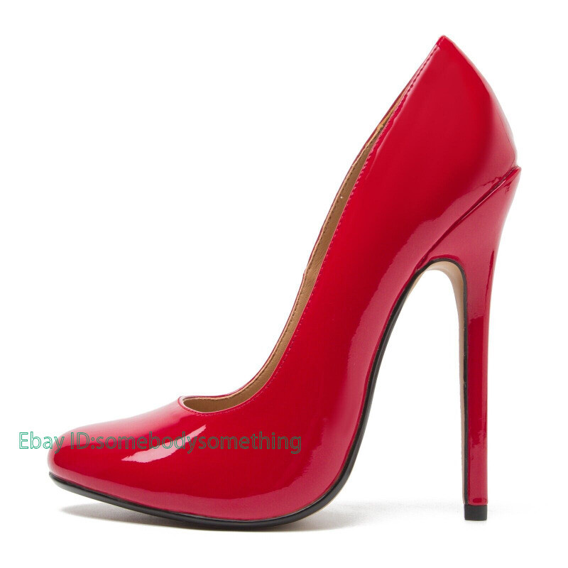 Men's High Heels Shoes Round Toe Pumps Crossdress Shoes Patent Leather ...