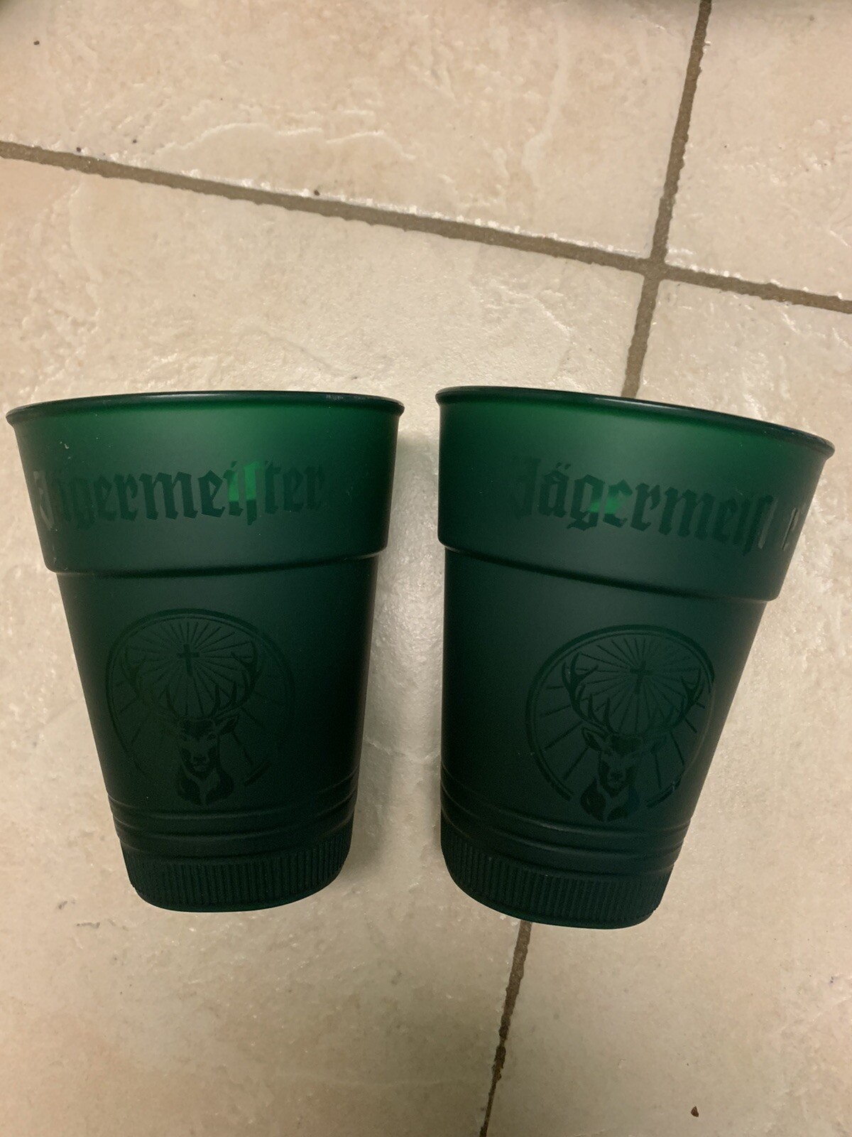 (6) Jagermeister Plastic Drinking Cups - Green - Deer Head Logo....NEW ...