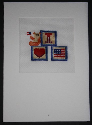 HANDMADE CROSS STITCH CARD--PATRIOTIC BLOCKS | eBay