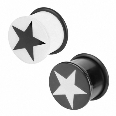 Flesh Ohr Tunnel Plug Piercing Single Flared Kunststoff mit Stern | eBay