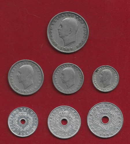 Greece 1954 King Paul reign drachma & Lepta coins set | eBay UK