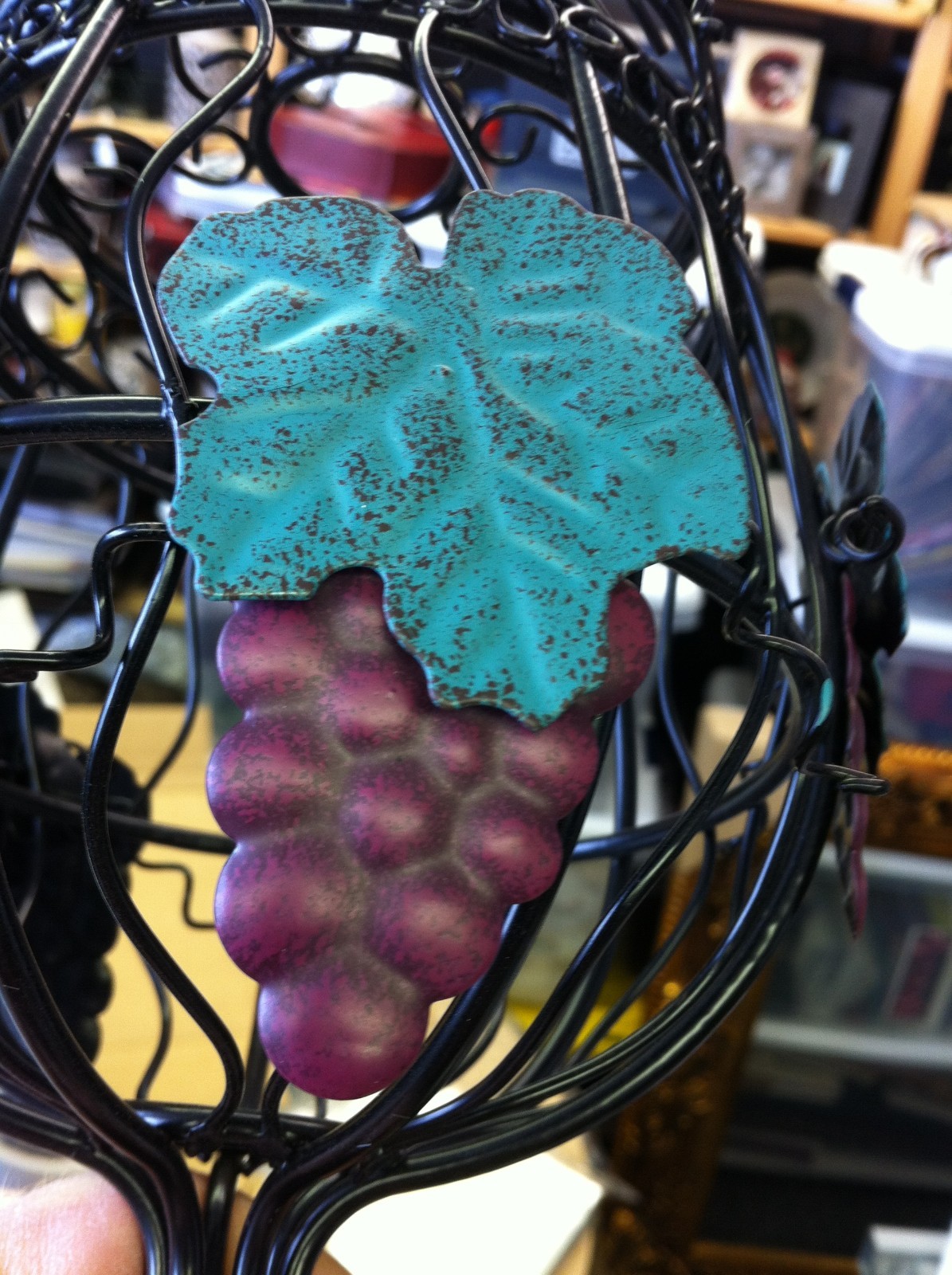 Metal Wine Glass Cork Holder Grape Vine Theme Kitchen Dining Bar Party ...