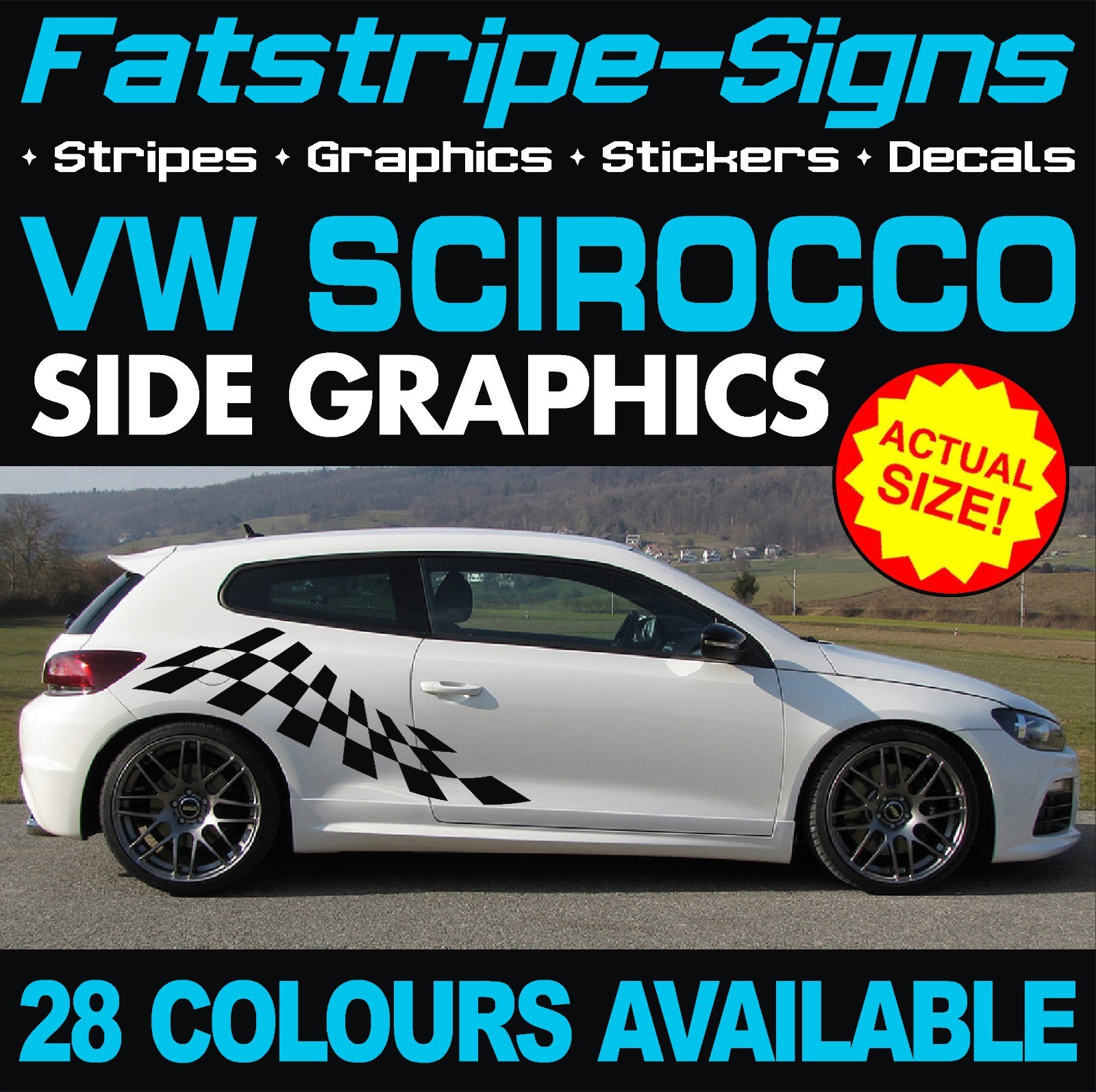 to fit VW SCIROCCO GRAPHICS STICKERS STRIPES DECALS V DUB 1.4 2.0 R D ...