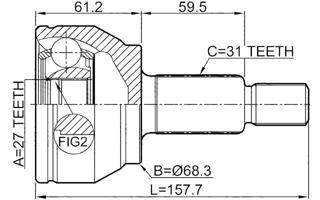 Outer Cv Joint 27X68.3X31 Fits Land Rover LR024753, LR024754, LR024755 ...
