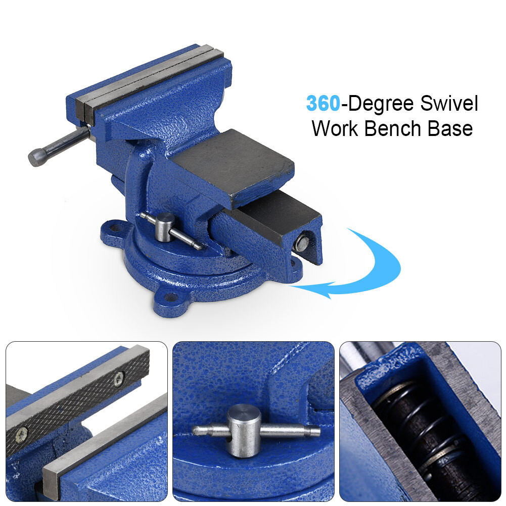 5" Heavy Duty Bench Vice 125mm Workbench Vice Jaw Table Vice Clamp Base ...