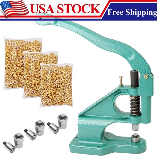 Hand Press Heavy Duty Eyelet Grommet Machine Punch Tool Kit 3 Dies 1500 ...