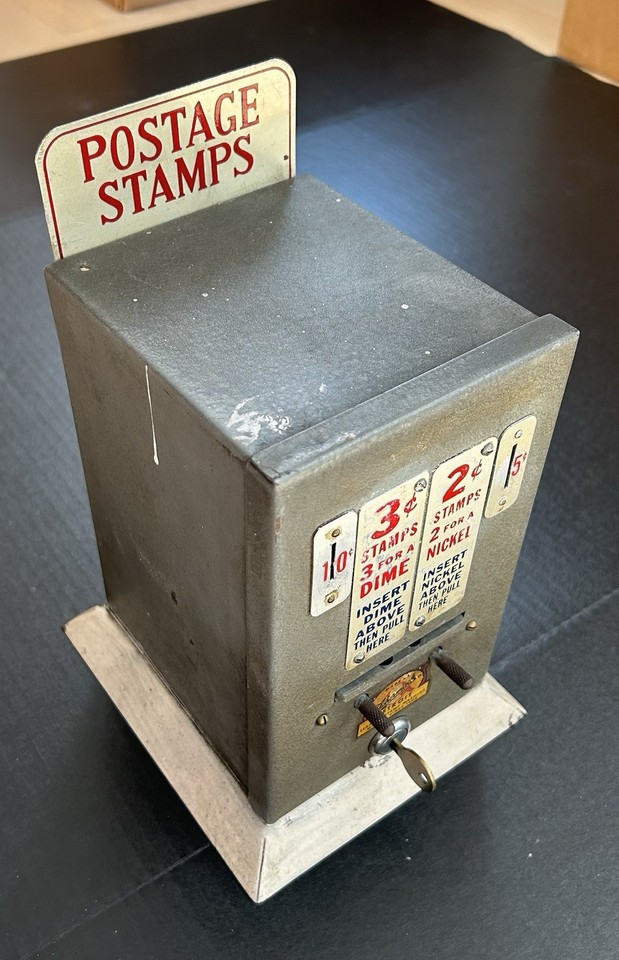 Schermack 3c /2c Stamp Machine w/KEY & Rare "EMPTY" and "POSTAGE STAMPS ...
