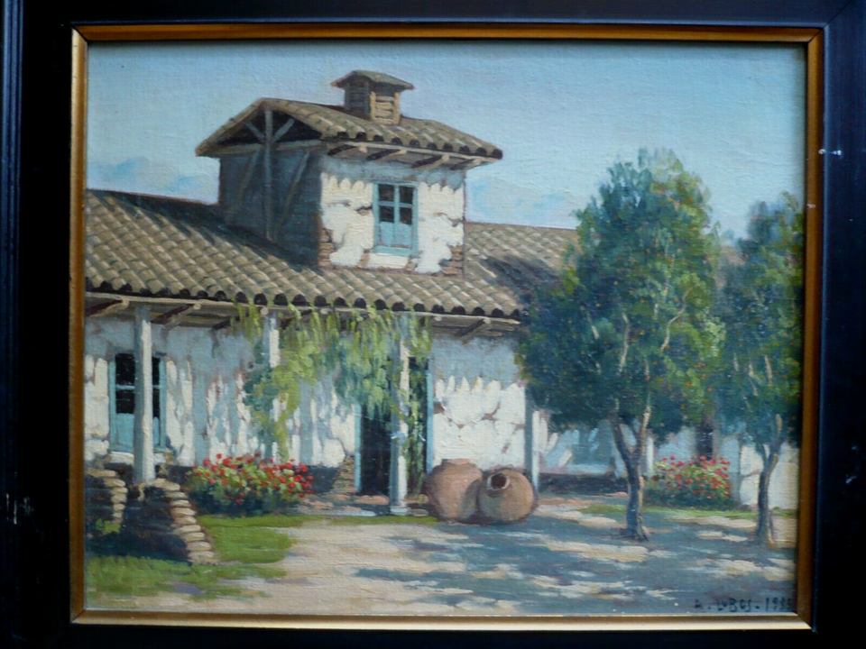 ALBERTO LOBOS, LISTED CHILEAN IMPRESSIONIST ANTIQUE LANDSCAPE VILLAGE ...