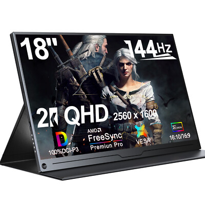 Used | Portable Monitor 18inch 144Hz 2560*1600 IPS Laptop USB C HDMI ...