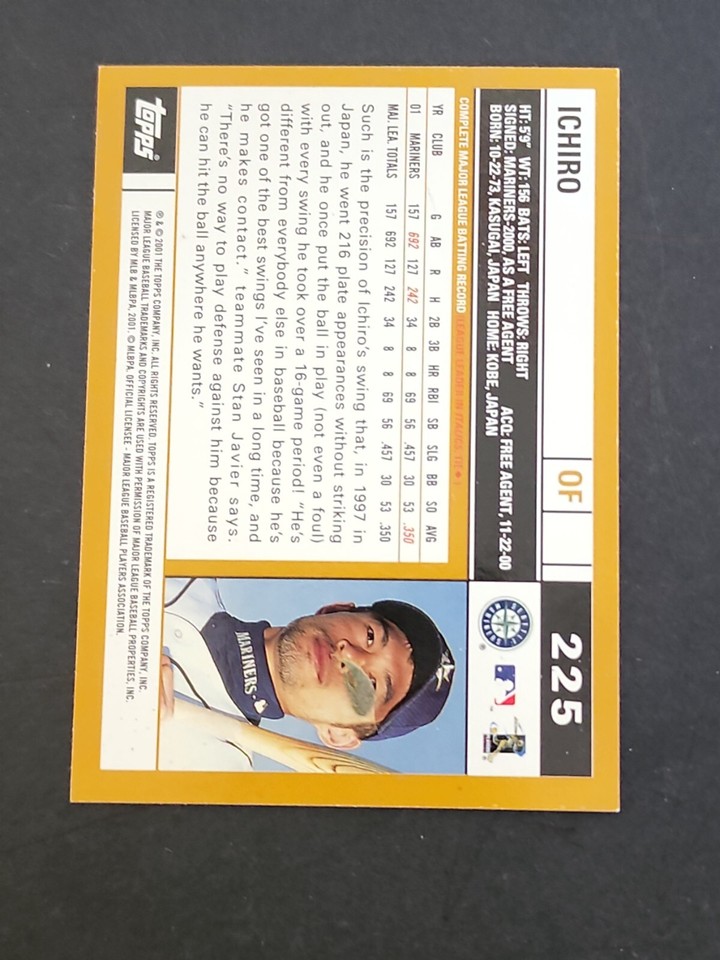 2002 Topps ICHIRO SUZUKI #225 All Star Rookie Cup Mariners | eBay