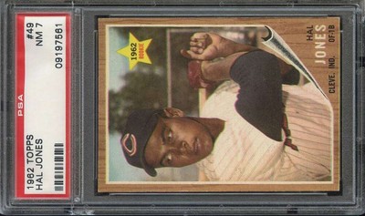 1962 TOPPS #49 HAL JONES PSA 7 (RC) INDIANS UER NICELY CENTERED *B62190 ...