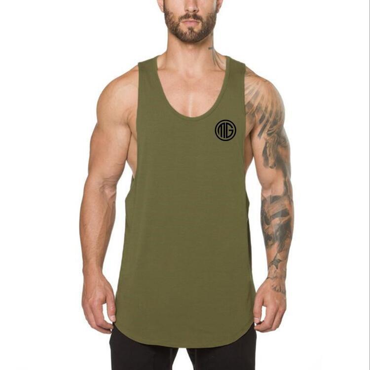 Men's Gym Tank Top Muscle Stringer Athletic Fitted Tee Shirt Workout ...