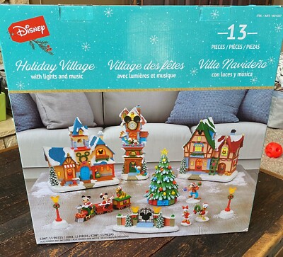 Disney Costco 13 Piece Holiday Village Christmas Set Mickey Minnie ...