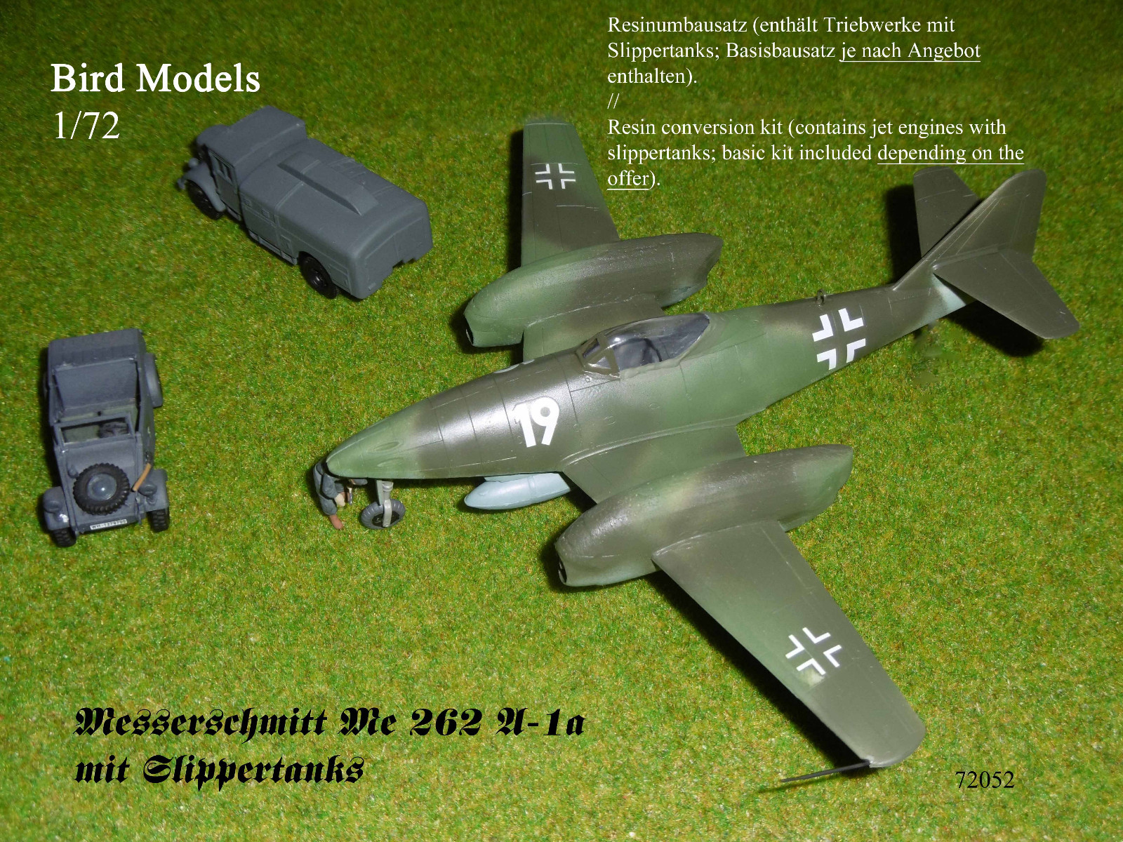 Messerschmitt Me 262 m. Slippertanks 1/72 Bird Models Umbausatz ...