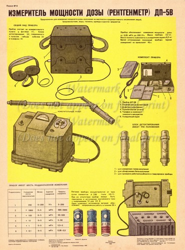 Soviet Russian Civil Defense Poster Print GEIGER COUNTER DOSIMETER DP ...