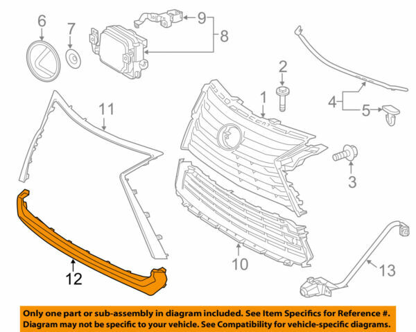 53122-48050 Toyota Moulding Radiator Grille Lower 5312248050 Genuine ...