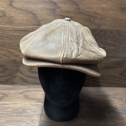 Scala Genuine Leather Brown Newsboy Flat Cap Hat Size Large Outdoor | eBay