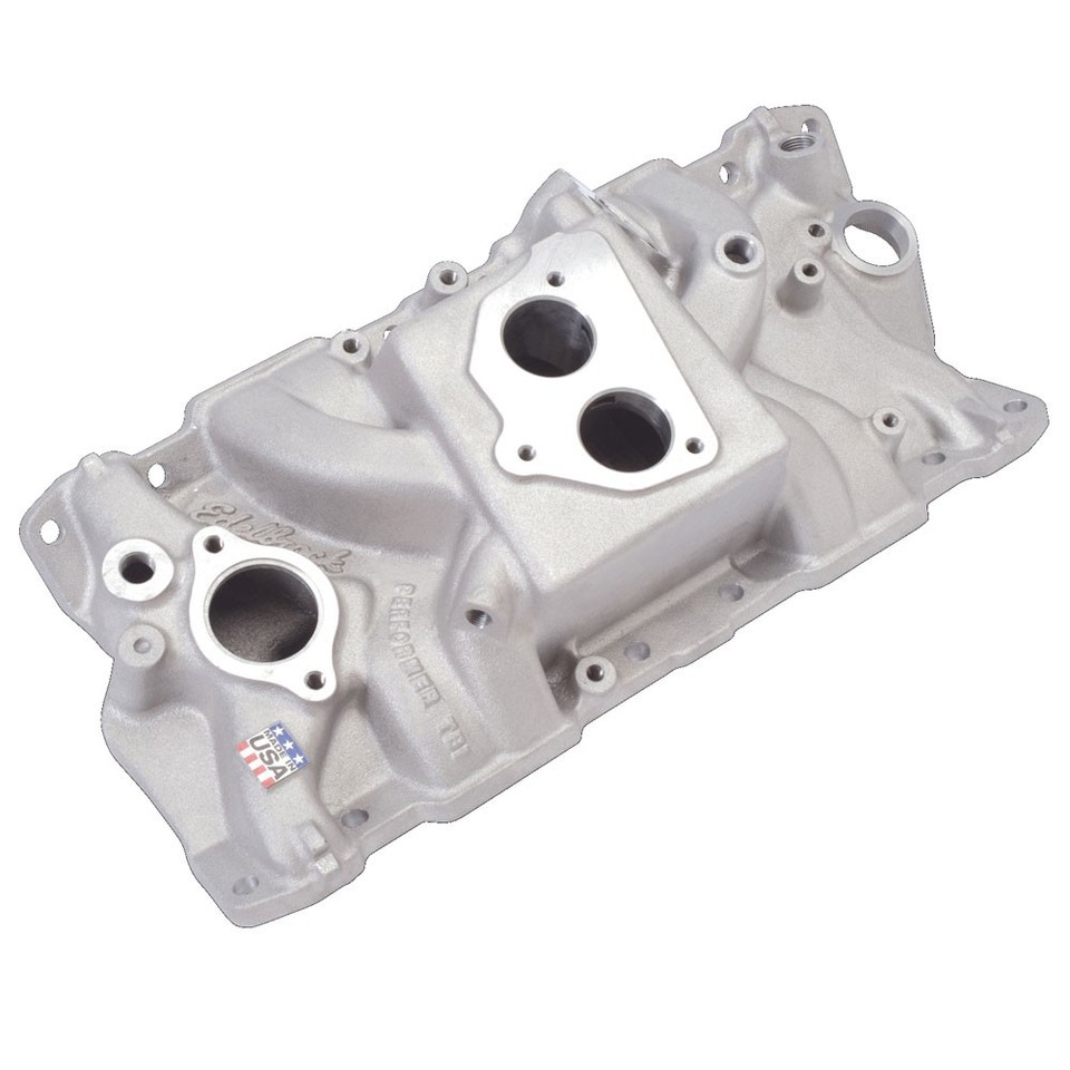 Edelbrock Intake Manifold 3704; Performer TBI Dual Plane Satin Aluminum ...