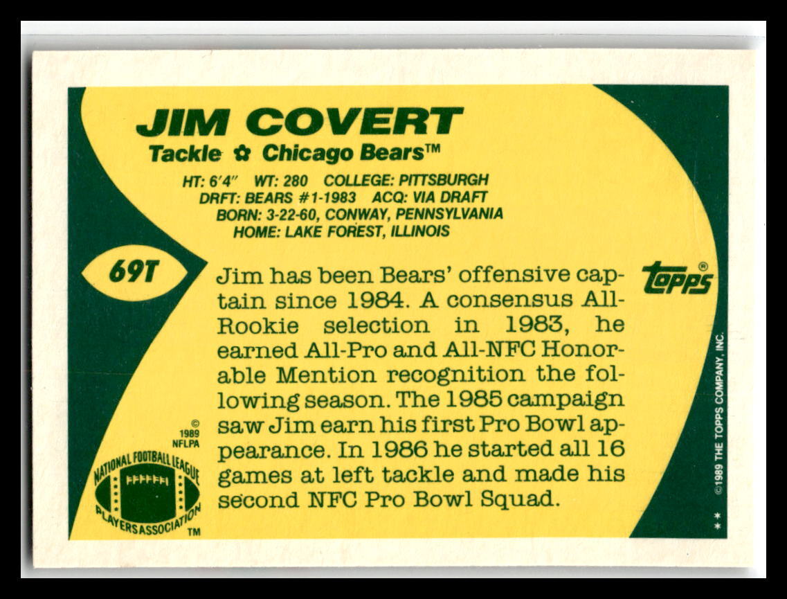 1989 Topps Traded #69T Jim Covert Chicago Bears | eBay