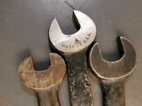 Lot of 3 Vintage Lathe / Small Engineers Wrenches 19/32" 1/2" 7/16" Old ...