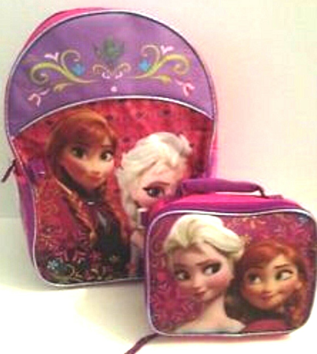 Frozen Anna and Elsa 16" Backpack + Matching 9.5" insulated Lunchbox ...
