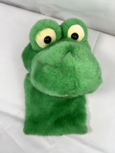 Russ CROAKING FROG Hand Puppet - Puppet Parade 10" Soft PLUSH GREEN W ...