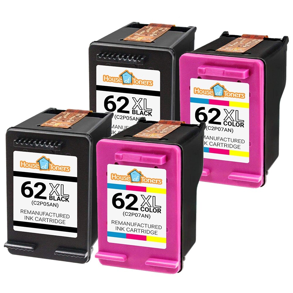 4PK Compatible With HP 62XL Black HP 62XL Color Ink Cartridges ENVY ...