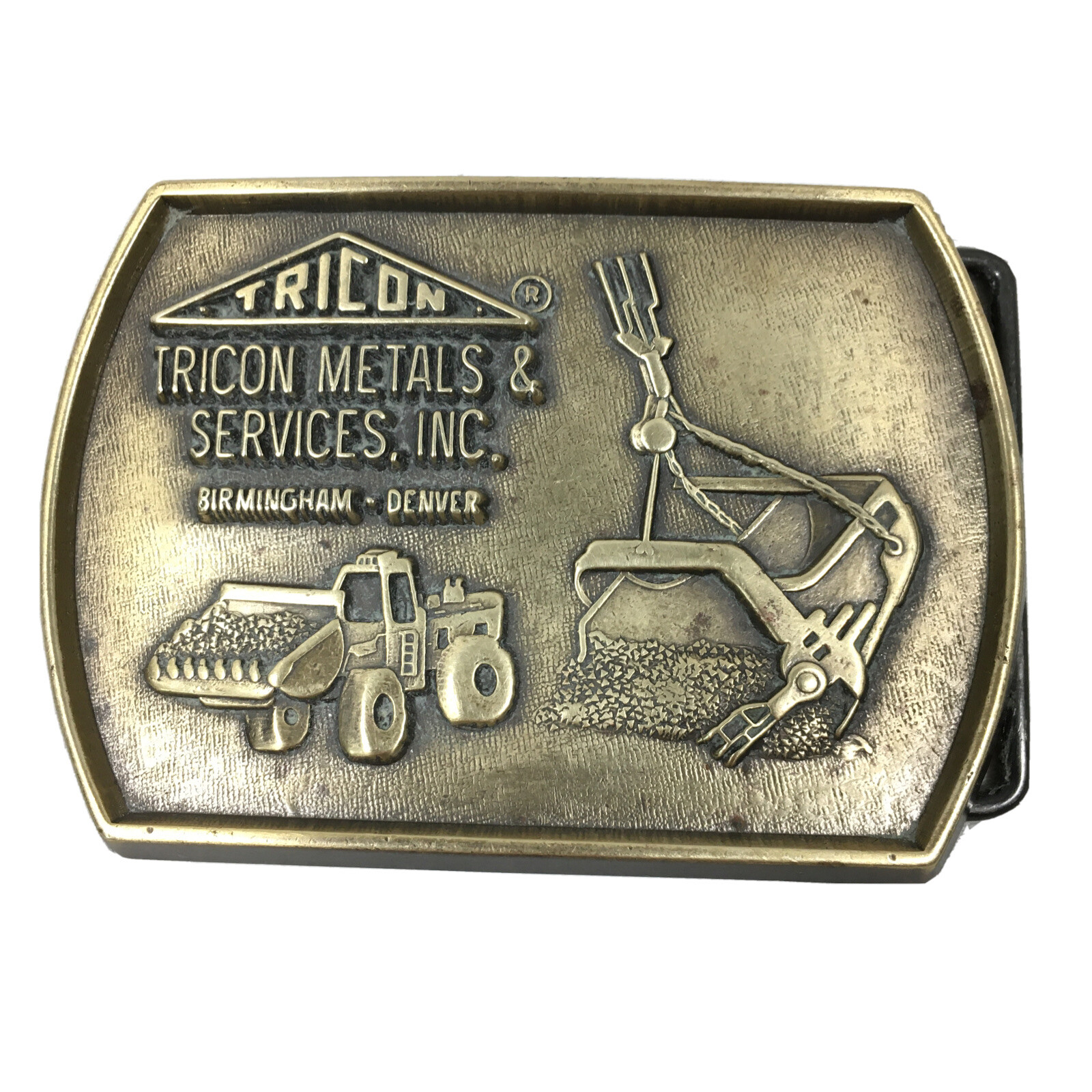 Vintage TRICON METALS Brass Belt Buckle, Bucket Loade… - Gem